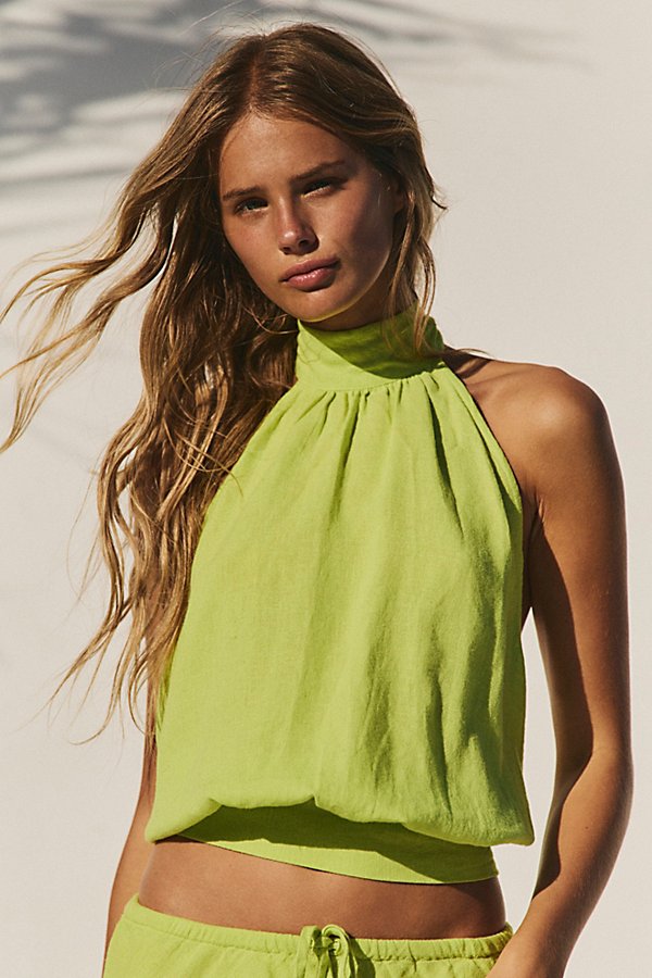 FREE PEOPLE Free-est Sandshell Linen Rosie Top